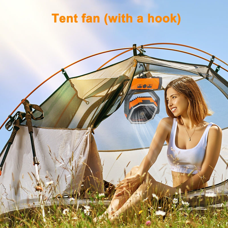 OGERY F6 Rechargeable Camping Tent Fan with Light – Portable & Hanging